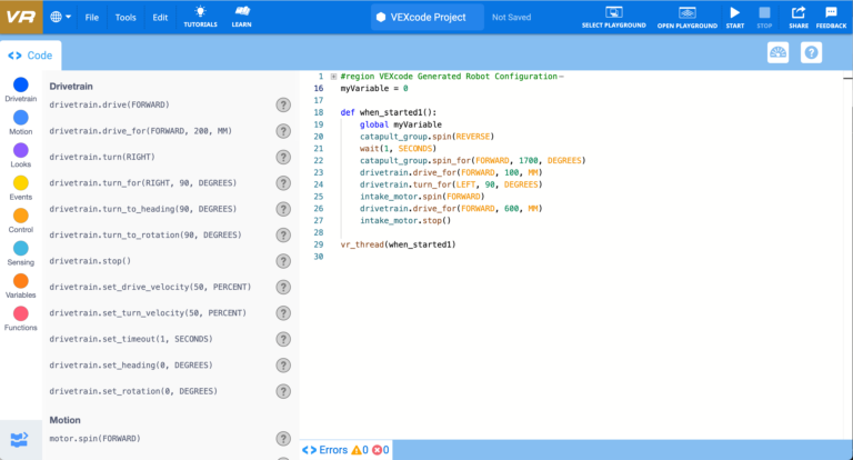 Virtual Skills – VEX 机器人